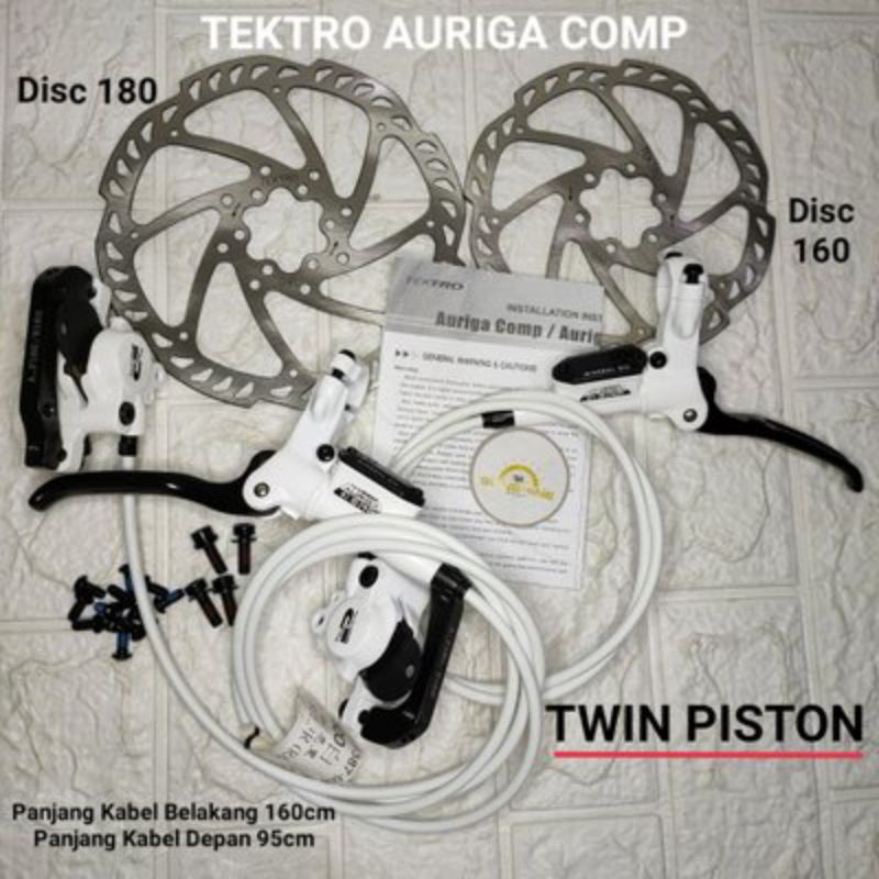 Jual Rem Hidrolik Disc Brake Set Hidrolis TEKTRO AURIGA COMP Twin Piston Double Piston Sepeda ...