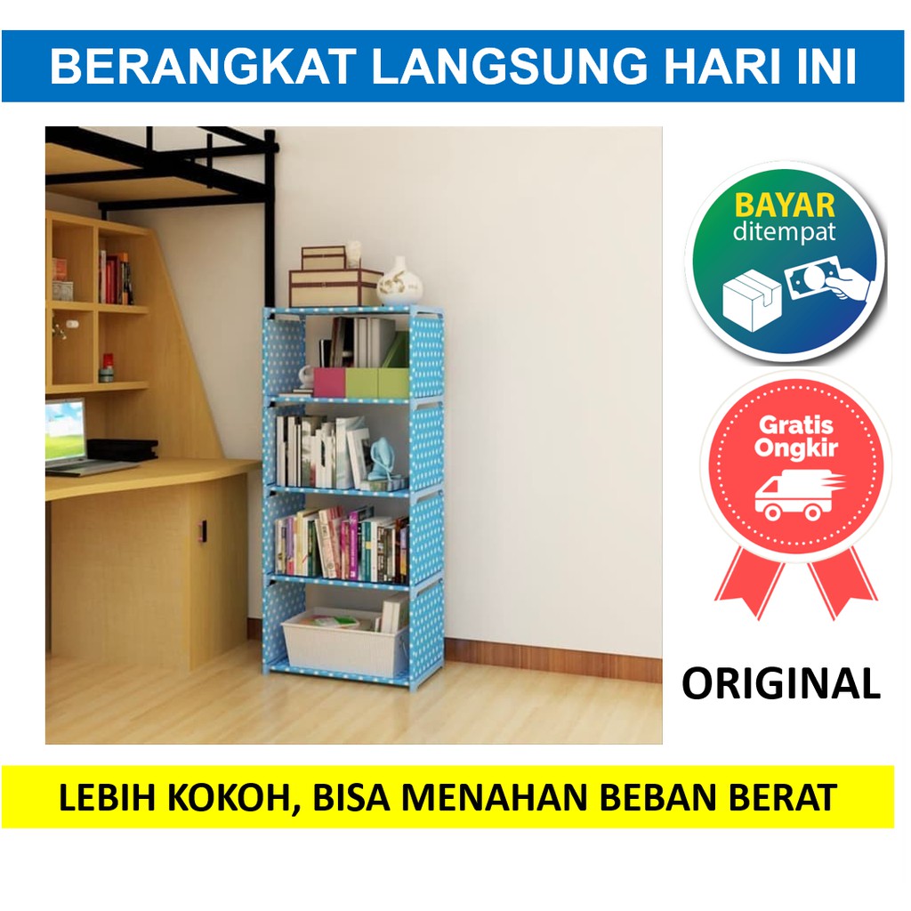 Jual Rak Lemari Buku 4 Susun Tumpuk 5 Tingkat Baju Tas Sepatu Rack ...