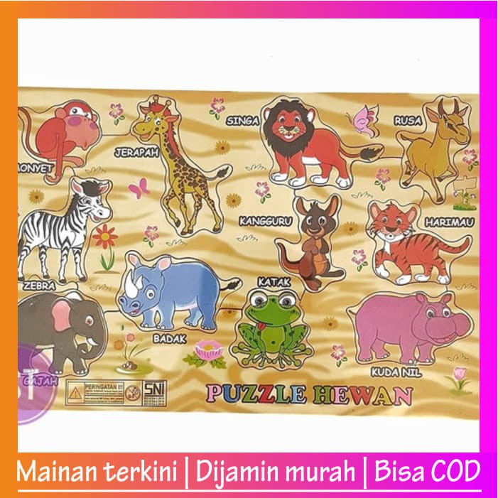 Jual Mainan Anak Puzzle Papan Kayu Hewan Indonesia ( type ada Katak ...