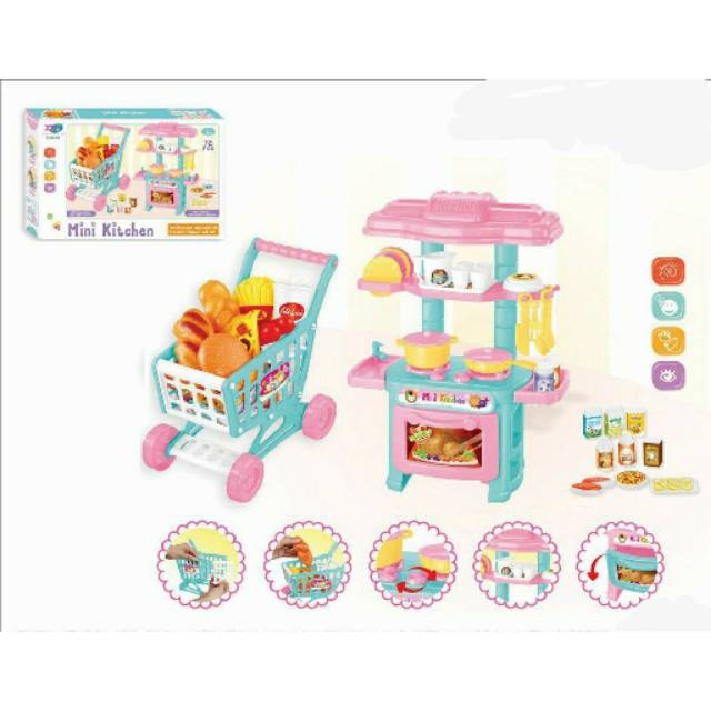 Jual Mainan Anak Mini Kitchen Mainan Anak Shopping Cart Kitchen (Dapat ...