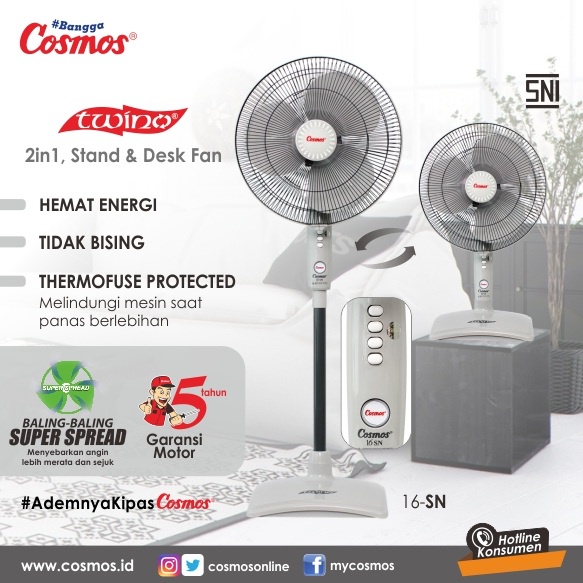 Jual COSMOS Kipas Angin 2in1 (Berdiri & Meja/Duduk) 16-SN Twino & Ony ...