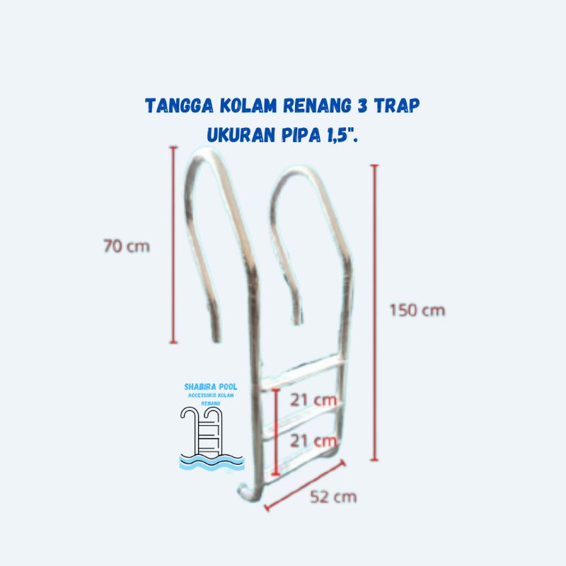 Jual Tangga kolam renang 3trap ukuran pipa 1,5 inch. | Shopee Indonesia