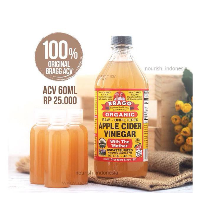 Jual BRAGG Apple Cider Vinegar - 60 Ml (kemasan REPACK 100% ORIGINAL ...
