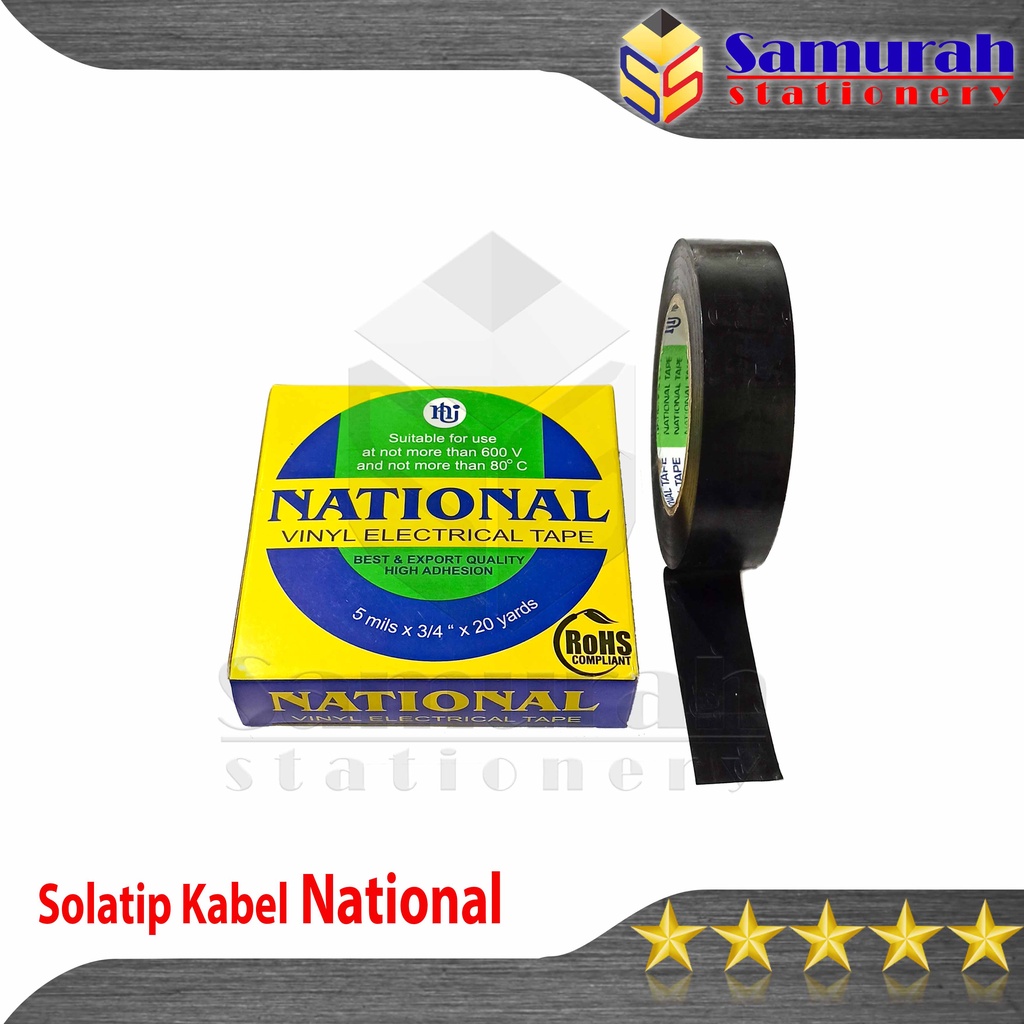 Jual Solatip Hitam PVC National 3/4 " / Perekat Selotip Kabel Listrik ...
