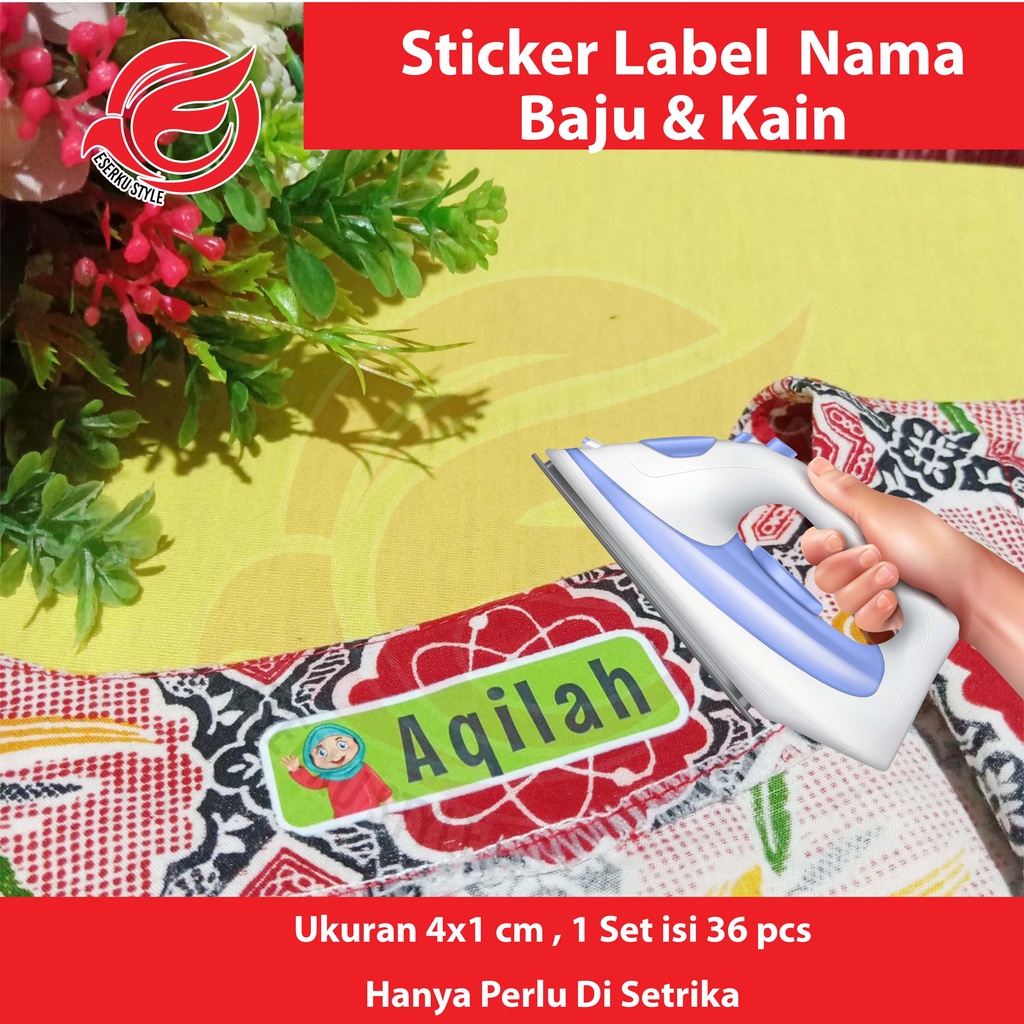 Jual Sticker Label Nama Kain Baju Kaos Sablon Setrika Sticker Iron ...