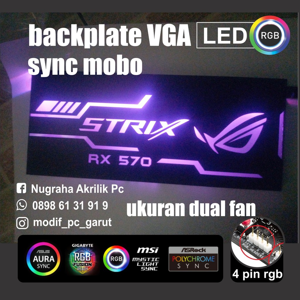 Jual BACKPLATE RGB VGA SYNC MOBO BACK PLATE GTX RX RTX COSTUM LOGO ...