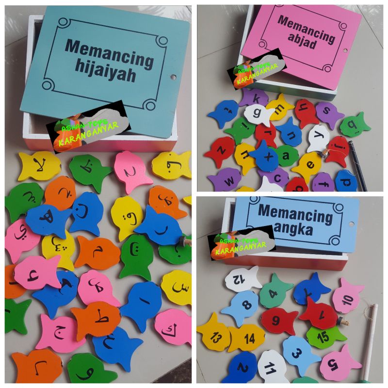 Jual Mainan kayu memancing Ikan Angka/Abjad/Hijaiyah,Mainan Memancing ...