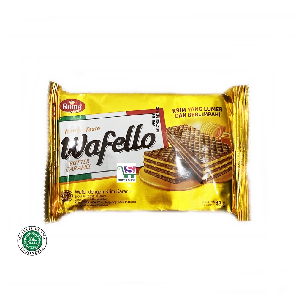Jual Roma Wafello Butter Caramel / Choco Blast Wafer 43 Gram | Shopee ...