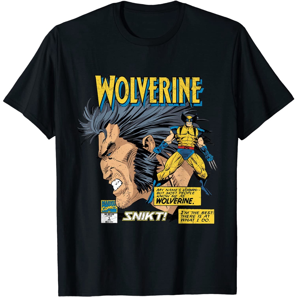 Jual Baju Kaos Marvel Comics Wolverine Classic Logan Retro T-Shirt ...