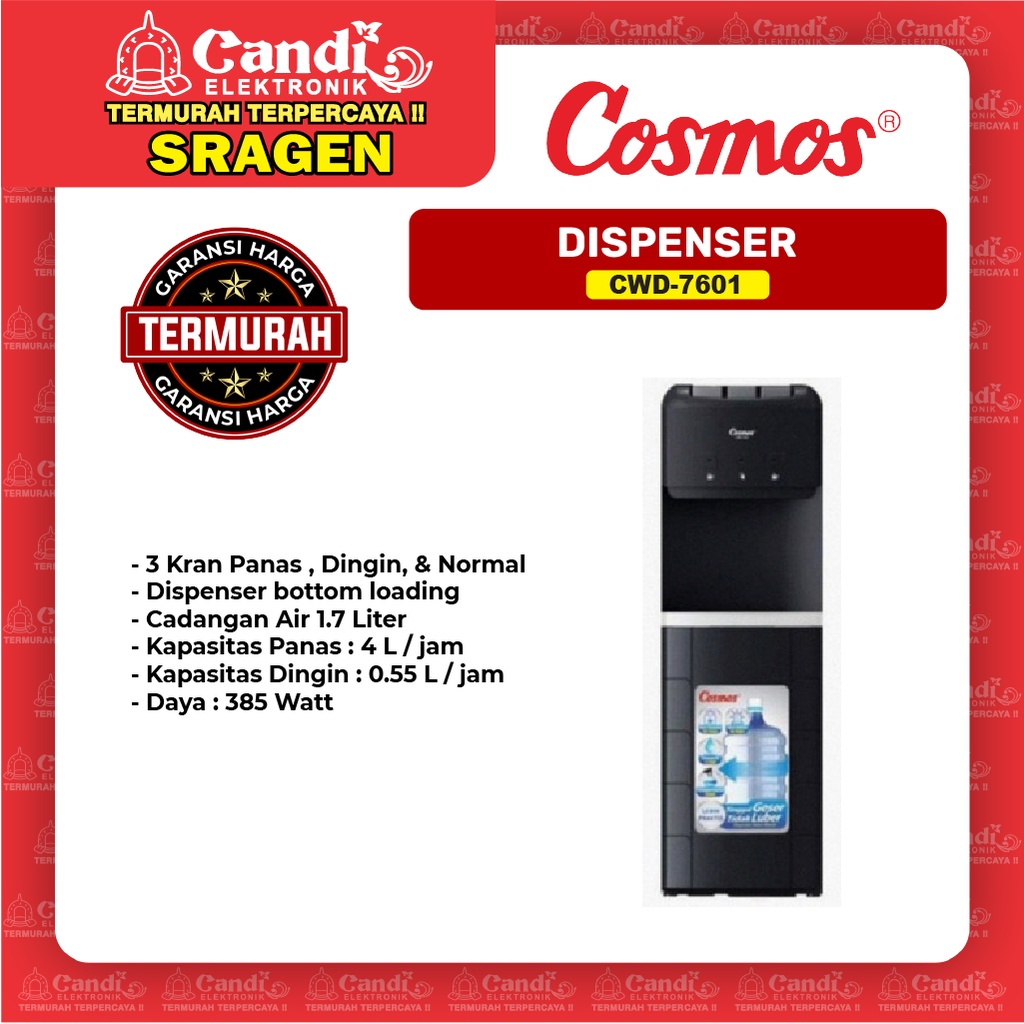 Jual COSMOS Dispenser Galon Bawah (Panas, Dingin, Normal) - CWD-7601 ...