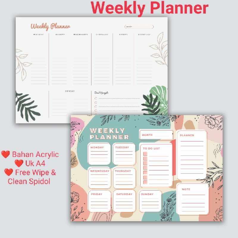 Jual CUSTOM WEEKLY PLANNER ACRYLIC | Shopee Indonesia
