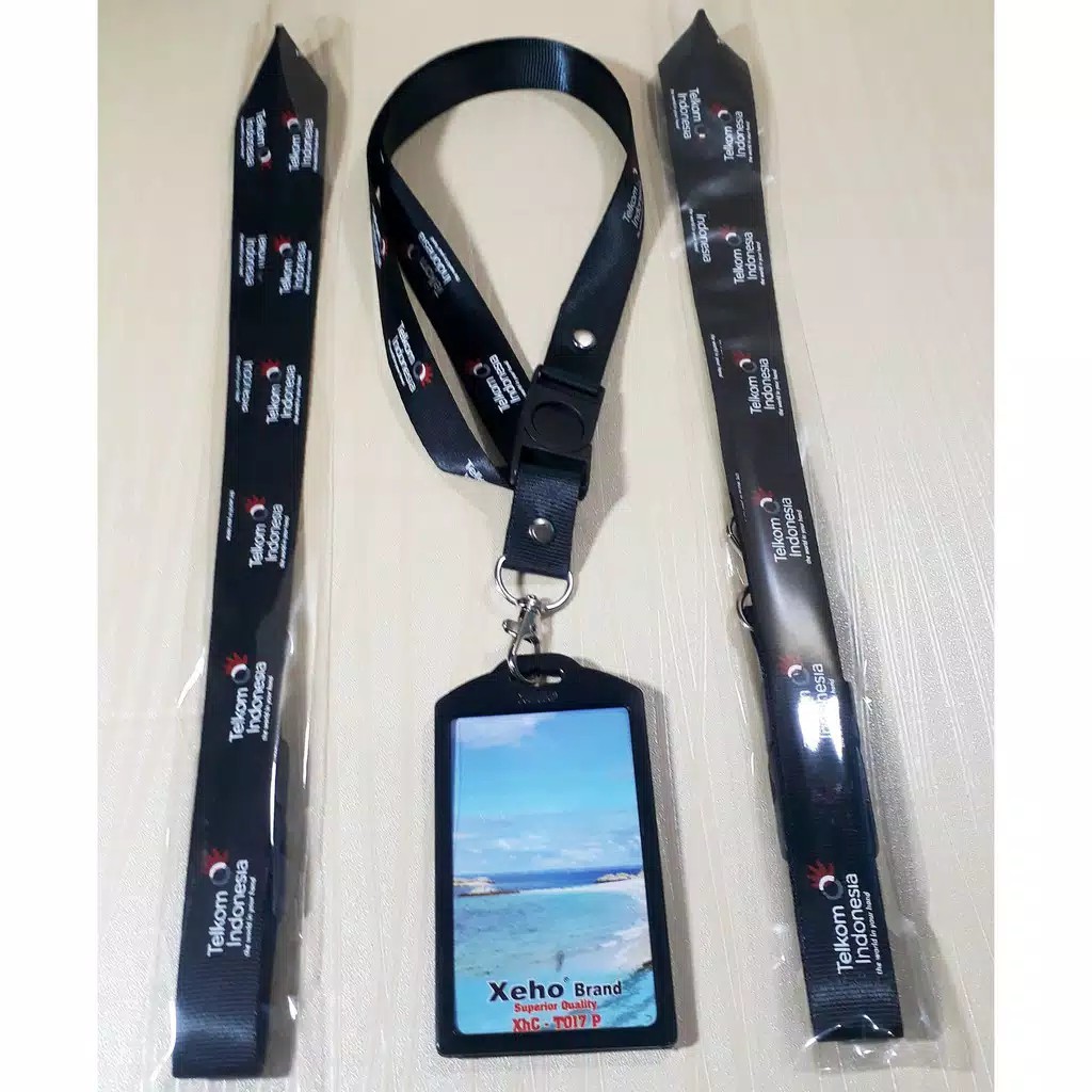 Jual Tali id card telkom / lanyard telkom warna hitam | Shopee Indonesia