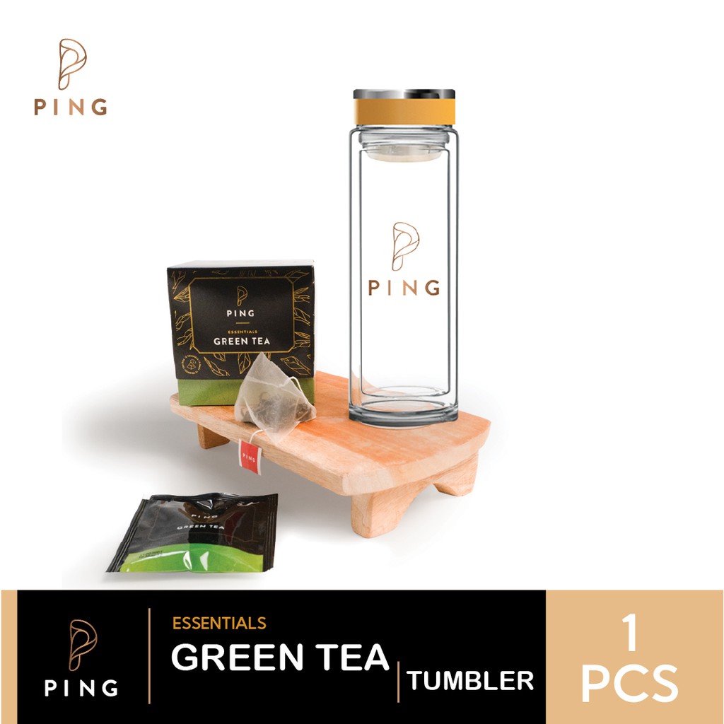 Jual Ping Essentials Green Tea + Ping Double Glass Tumbler @1pcs ...