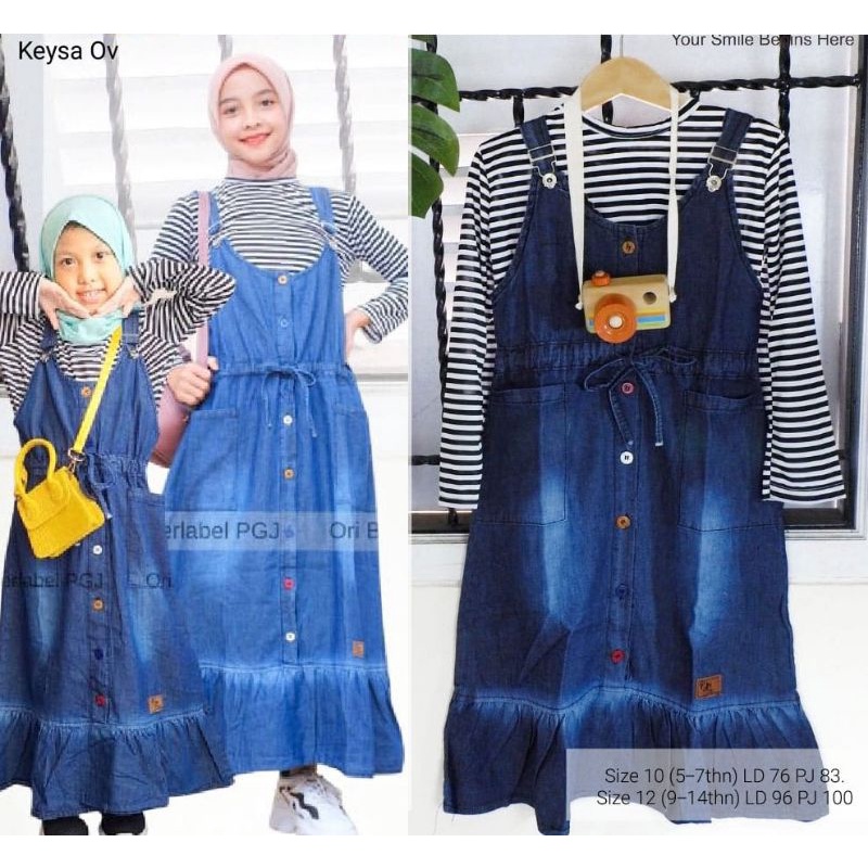 Jual Baju Kodok Overall Jeans Remaja Perempuan usia 5 6 7 tahun dan 9 ...