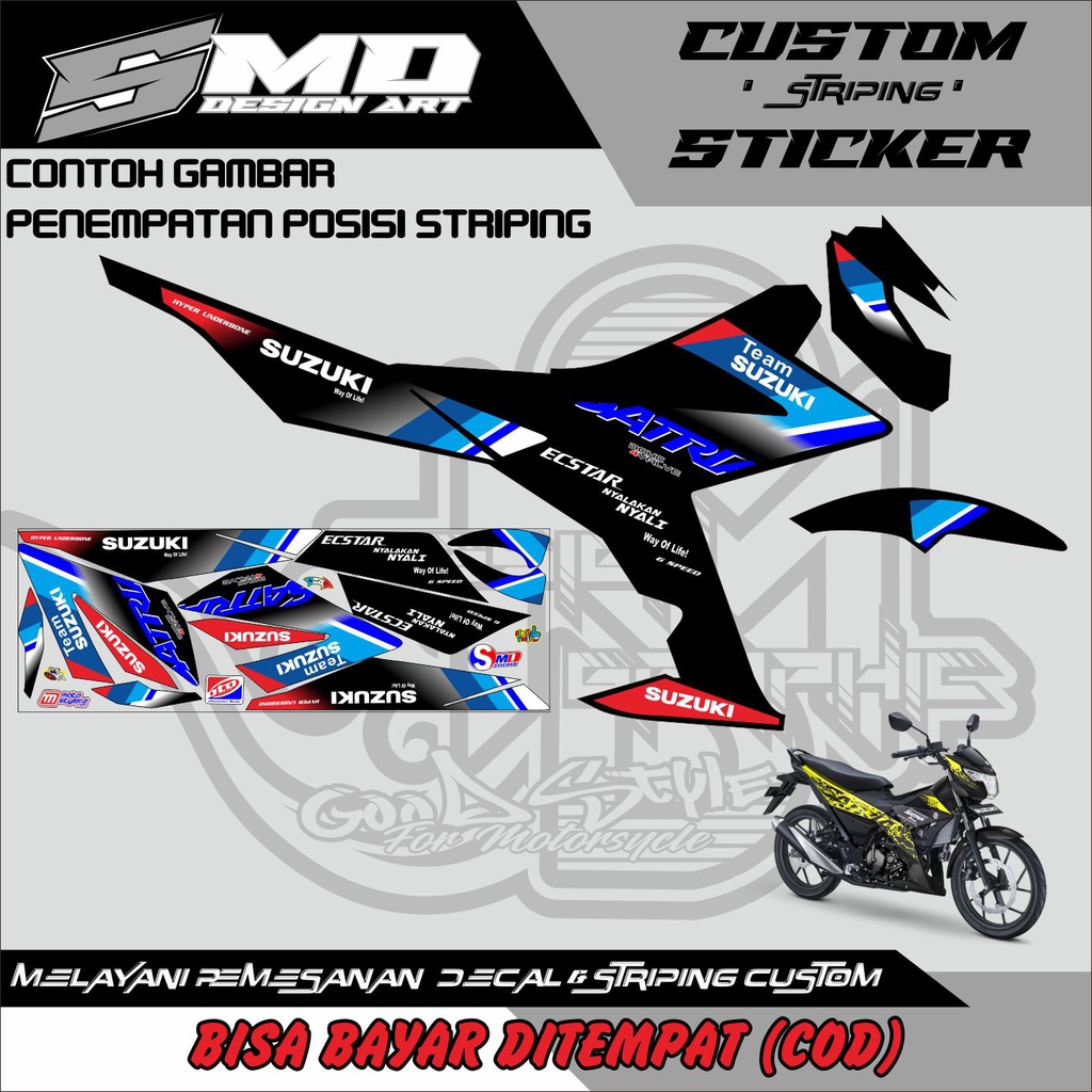 Jual STRIPING VARIASI SATRIA FU INJECTION RACING SUZUKI TEAM | Shopee ...