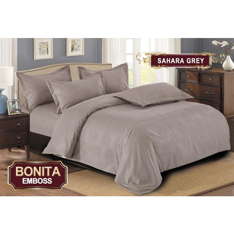 Jual Bonita - Satu Set Bed Cover Bonita Polos Emboss Fitted King ...
