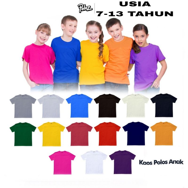 Jual KAOS POLOS ANAK PEREMPUAN LAKI LAKI UNISEX JUMBO OVERSIZE USIA 10 11 12 13 TAHUN | Shopee ...