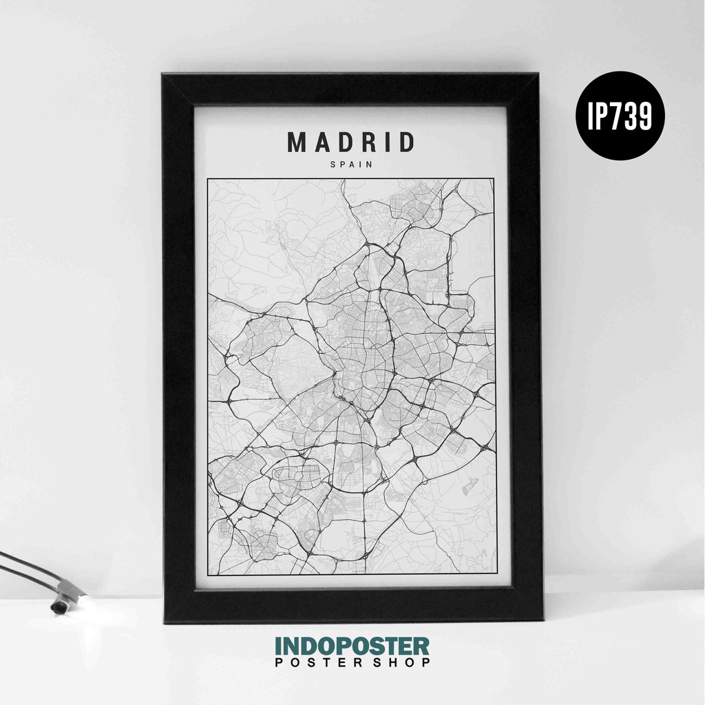Jual Poster Peta Aesthetic Map Atlas Minimalis Line Art Monochrome Kota ...