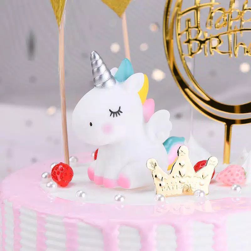 Jual CAKE TOPPER UNICORN KUDA TERBANG TANDUK PUTIH BABY SHOWER ...