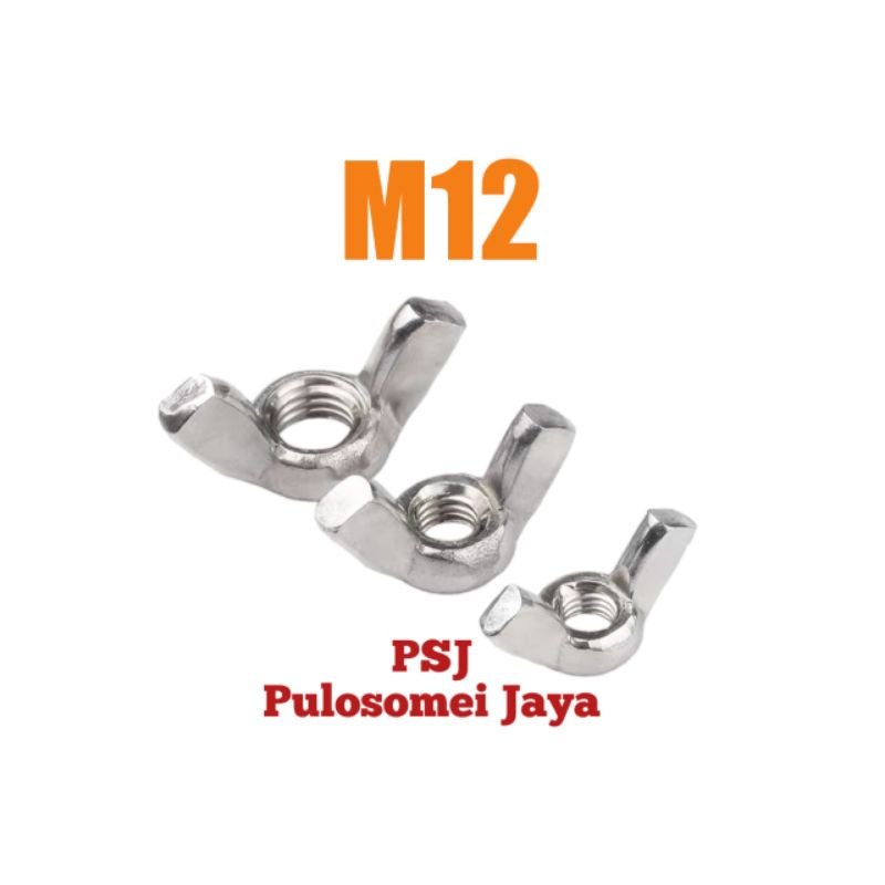 Jual Wing Nut M12 / Mur Kuping M12 / Mur Kupu Kupu M12 / Stainless 304 ...