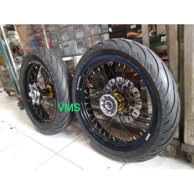 Jual paket velg set jari jari TK racing plus ban tubles KLX D-Tracker ...