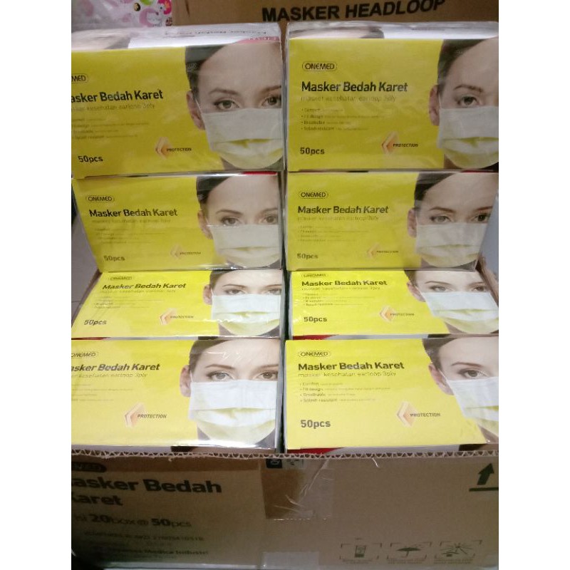 Jual Masker One med Bedah Karet Earloop warna Kuning 3 ply | Shopee ...