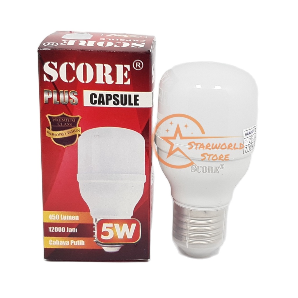 Jual SCORE PLUS Lampu Bohlam LED Capsule 5 Watt - Cahaya Putih | Shopee Indonesia