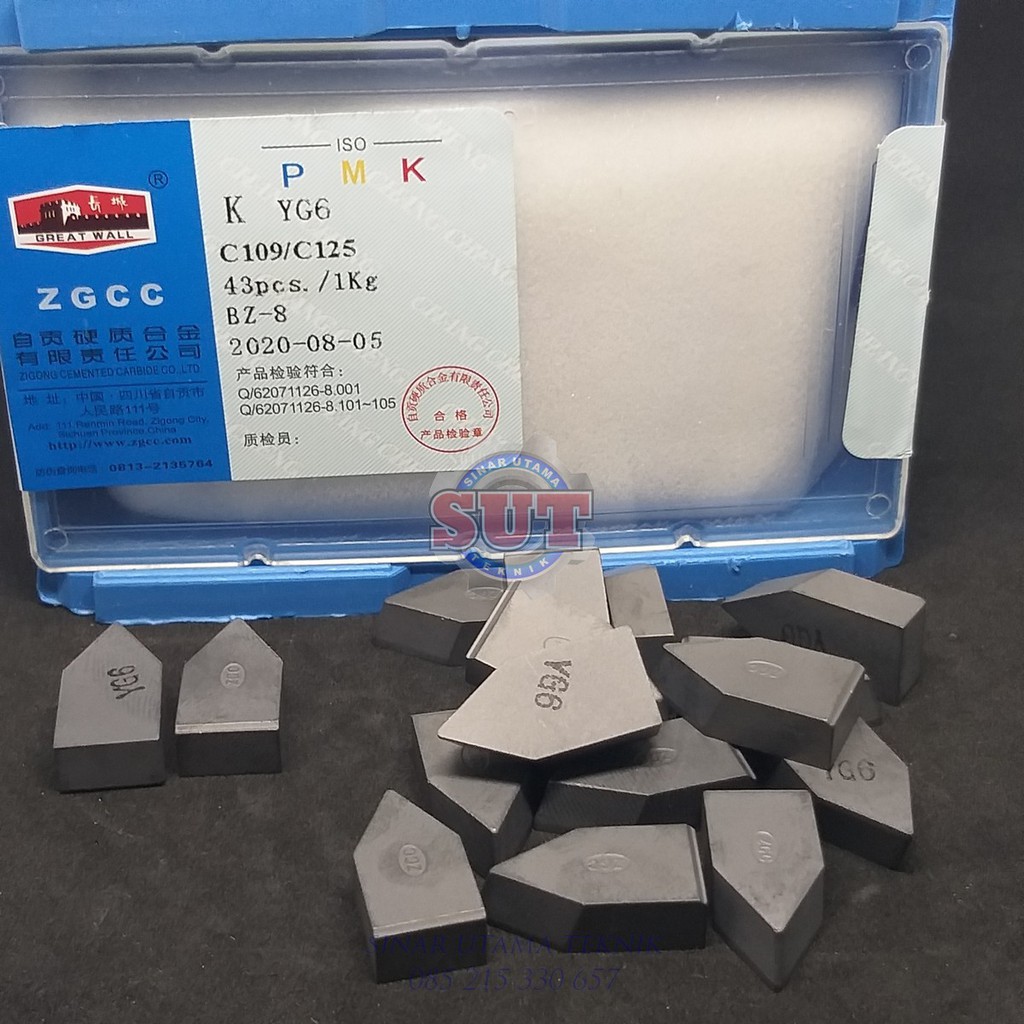 Jual Pahat widia/pahat bubut YG6 C125, YG6 cemented carbide BETEL WIDIA/ MATA WIDIA C109 / C125 ...