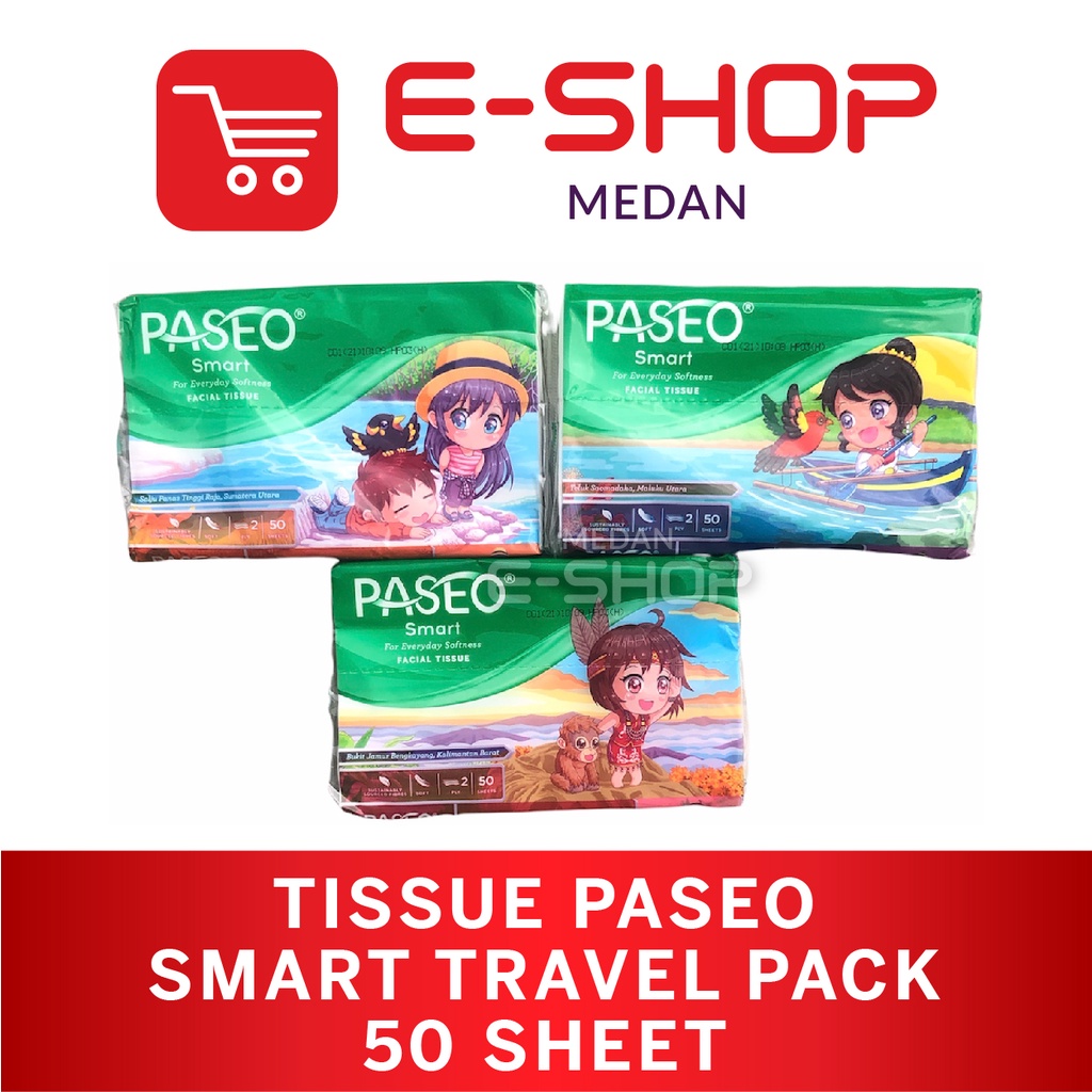 Jual Tissue Paseo Smart Travel Pack 2 ply isi 50 sheet / lembar travel ...