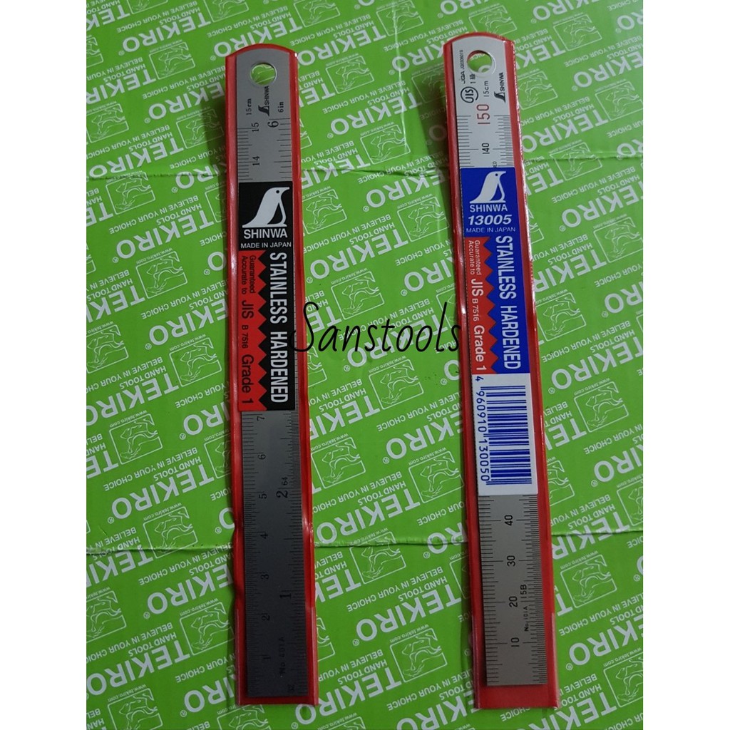 Jual penggaris SHINWA 15cm besi stainless steel mistar 150mm Japan garisan ruller 15 cm 150 mm ...