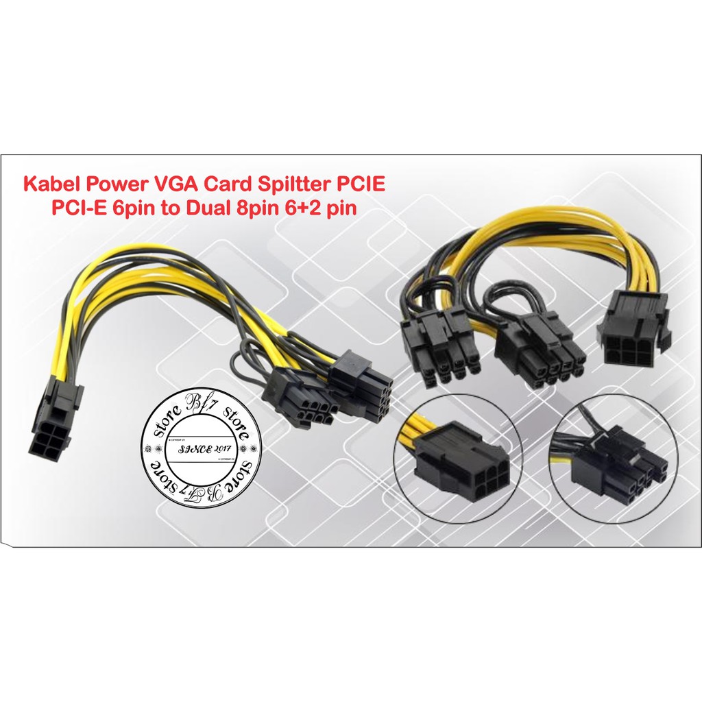 Jual Kabel Power VGA Splitter 6pin to Dual 8pin 6+2 pin | Shopee Indonesia