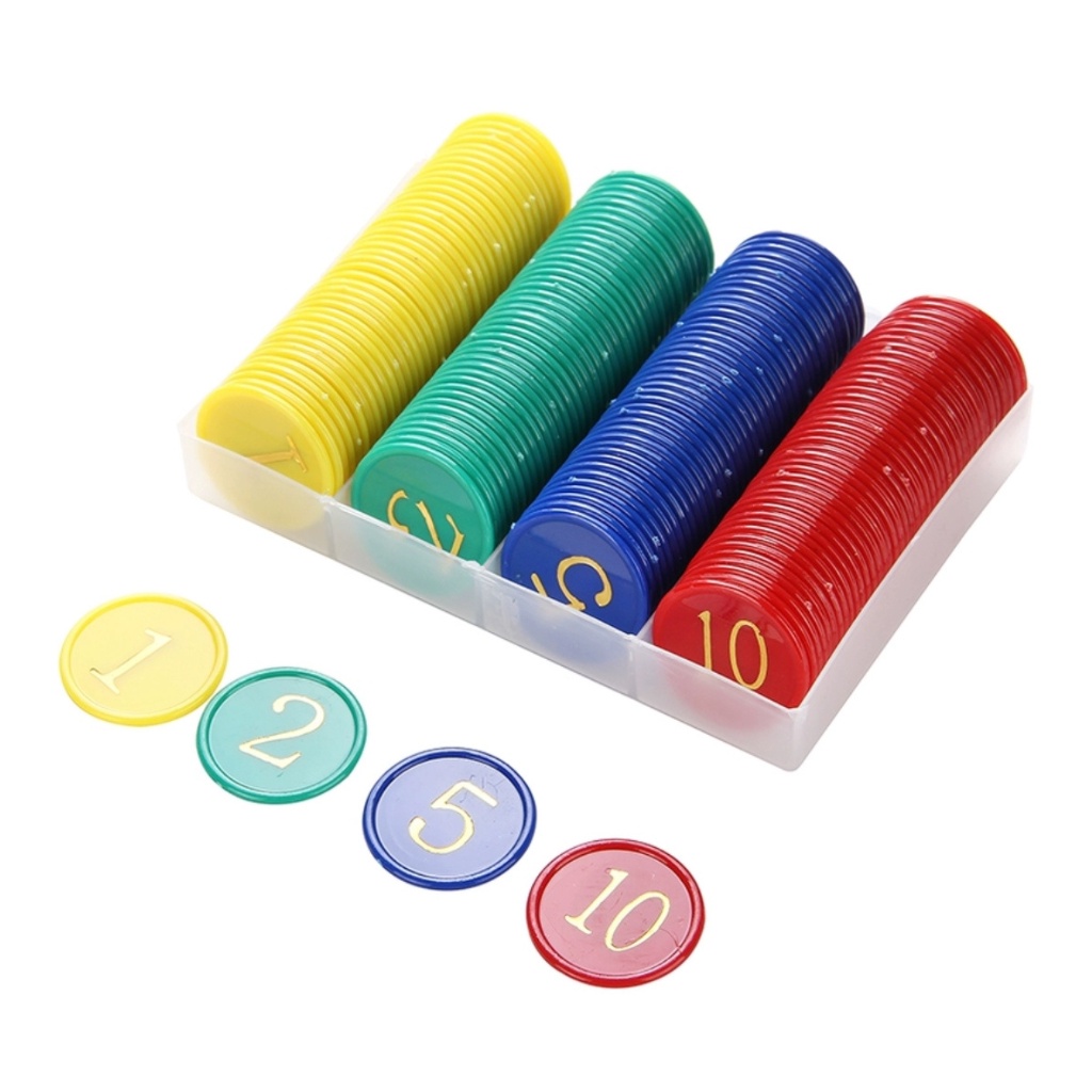 Jual Minicart Mahjong Chip Koin Chip Poker Chip Angka 1, 2, 5, 10 isi ...