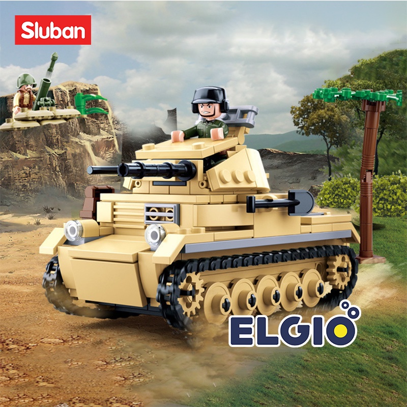 Jual Sluban Bricks Tank Coklat Army WW II Panzer 2 M38 B0691 | Shopee ...