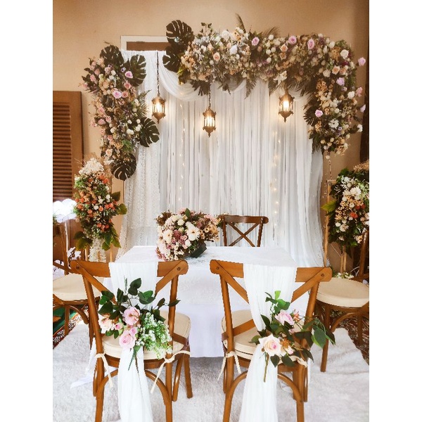 Jual menyewakan backdrop akad nikah outdoor dirumah 2 meter + meja akad ...