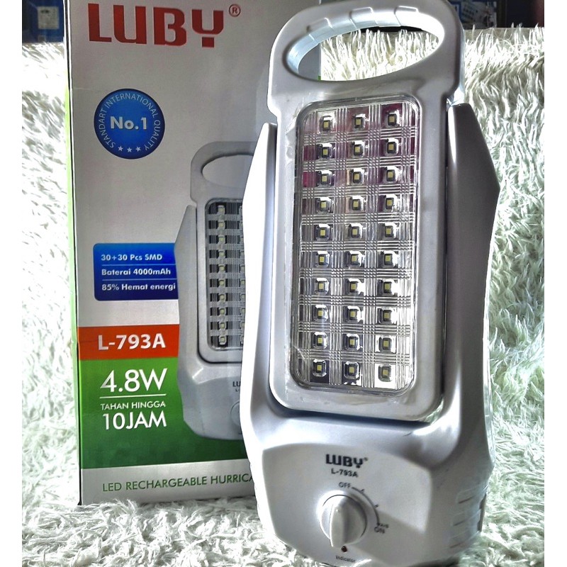 Jual LUBY EMERGENCY LAMP L793A led rechargeable hurricane 4.8W | Shopee ...