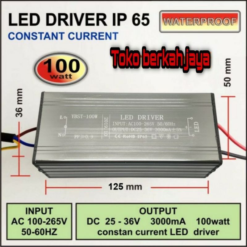 Jual LED Driver 100 Watt 3000 mA WATERPROOF (Casing Besi) | Shopee ...