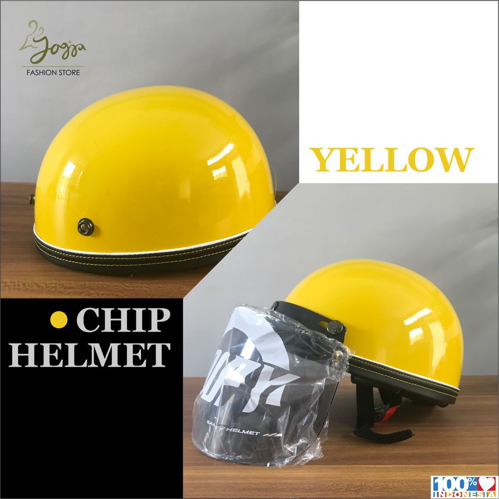 Jual Helm Chips Vintage Retro Full Kaca Visor Flat | Shopee Indonesia