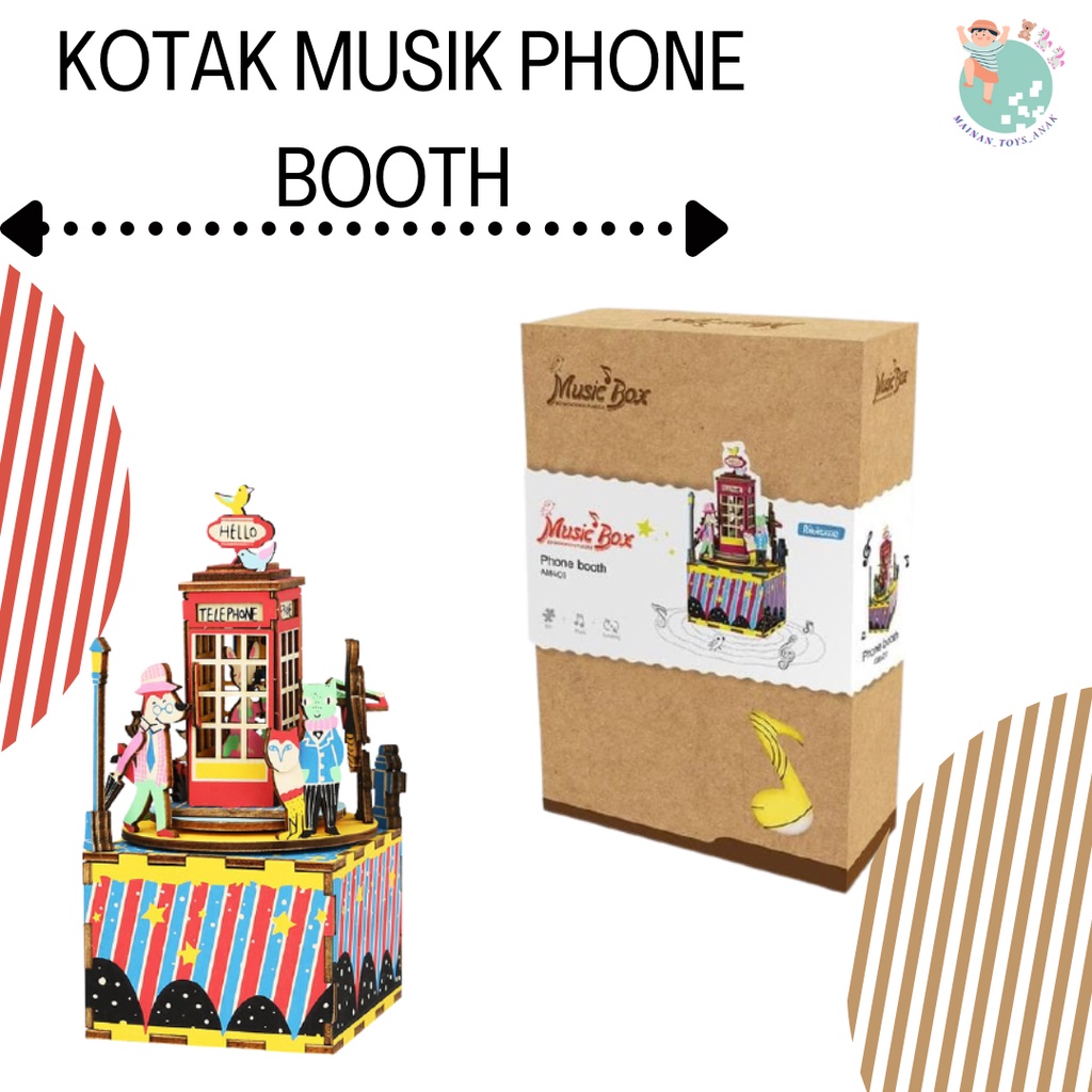 Jual KOTAK MUSIK PHONE BOOTH AM401 WOODEN 3D PUZZLE MUSIC BOX MURAH ...