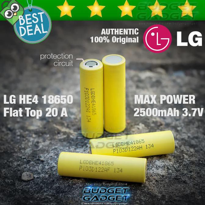 Jual LG HE4 Original 18650 Li-ion Battery 2500mAh 3.7V with Flat Top ...