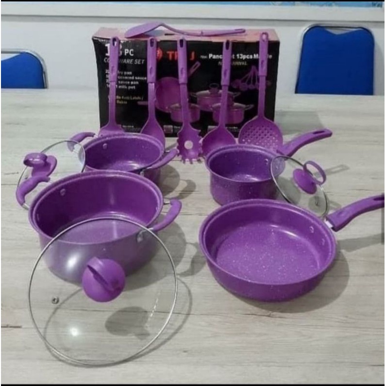 Jual Panci teflon set 13pcs / cookware set 13pcs komplit / panci set ...