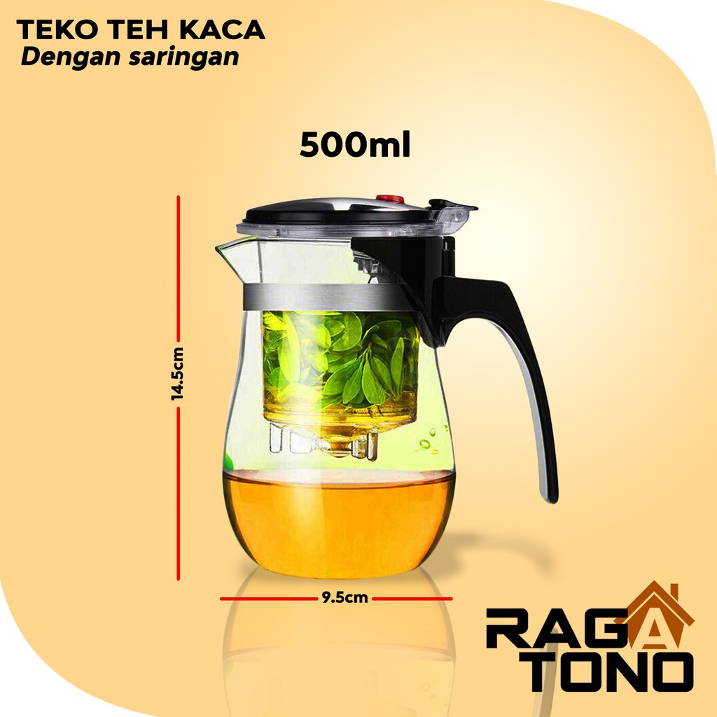 Jual Teko Teh Kaca Tahan Panas Dengan Saringan Ukuran 500 ml - 900 ml | Shopee Indonesia