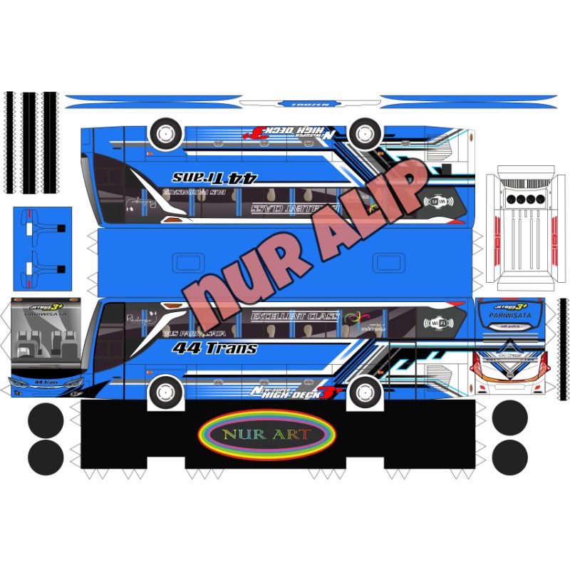 Jual papercraft bus DIY, 44 TRANS (biru) | Shopee Indonesia