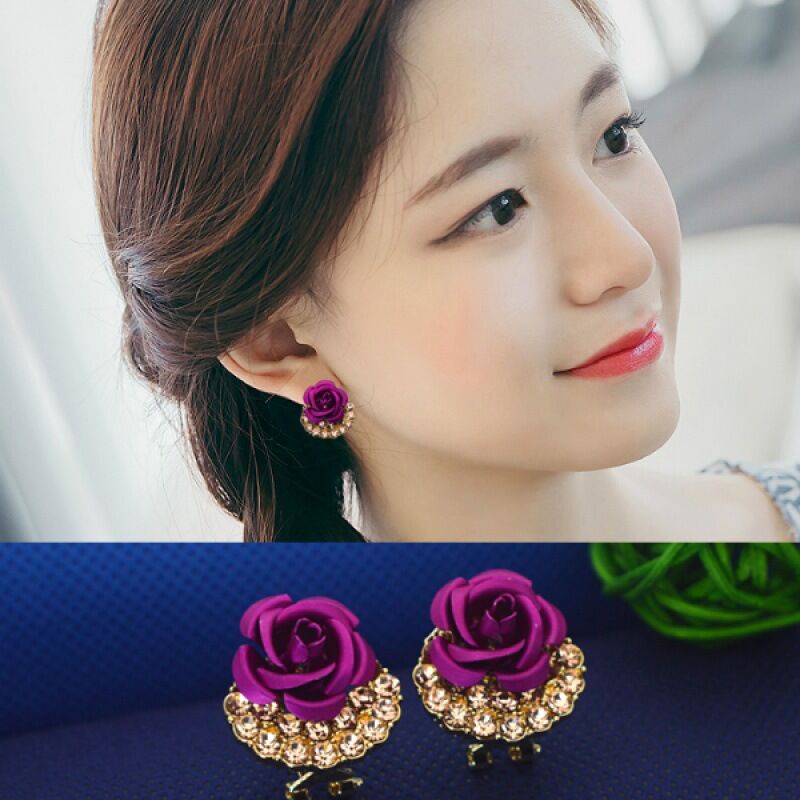 Jual Anting Rose Diamond mawar model jepang terbaru | Shopee Indonesia