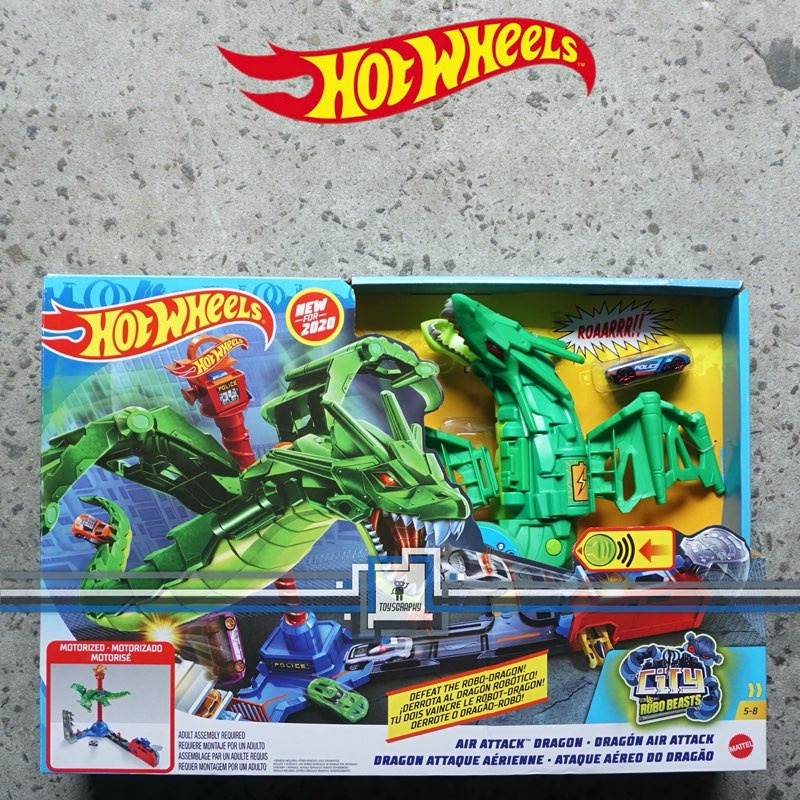 Jual Hot Wheels City Robo Beasts Air Attack Dragon HotWheels Motorized ...