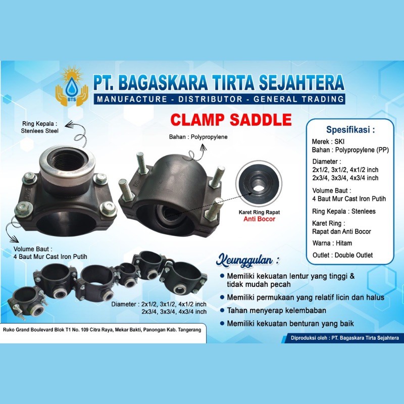 Jual Clamp Saddle HDPE 2x1/2" (63mm x 20mm) | 2x3/4" (63mm x 25mm ...