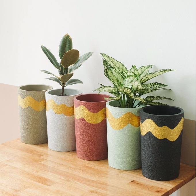 Jual Luna planter pot D16cm T25cm (concrete pot, pot semen minimalist ...
