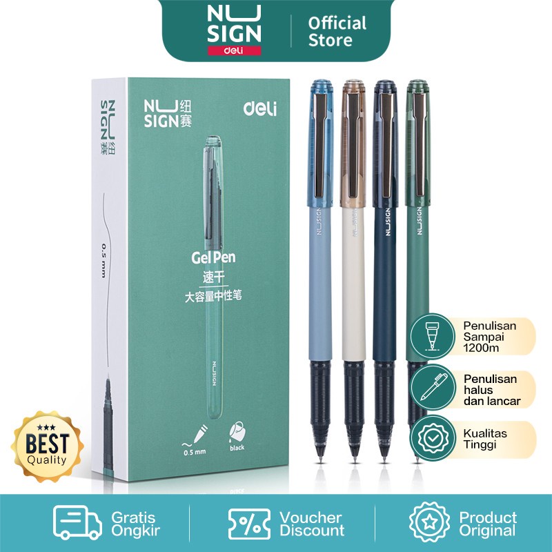 Jual Deli Nusign Gel Pen Tinta Hitam Warna Pastel NS567 / Pulpen Gel 0. ...