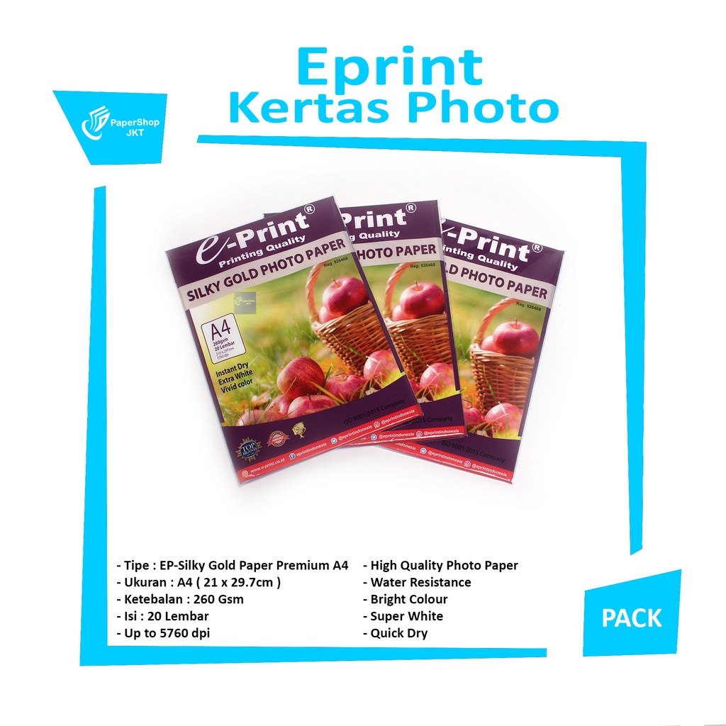 Jual EPRINT - photo paper - silky gold paper premium a4 260gsm 20 ...