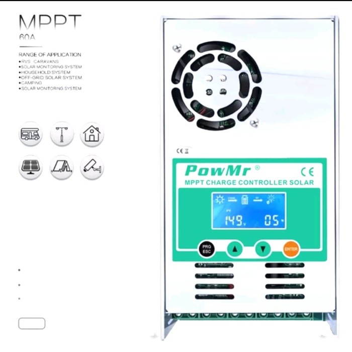 Jual mppt 60A powmr 60A 12 24 36 48V panel surya solar panel SCC ...
