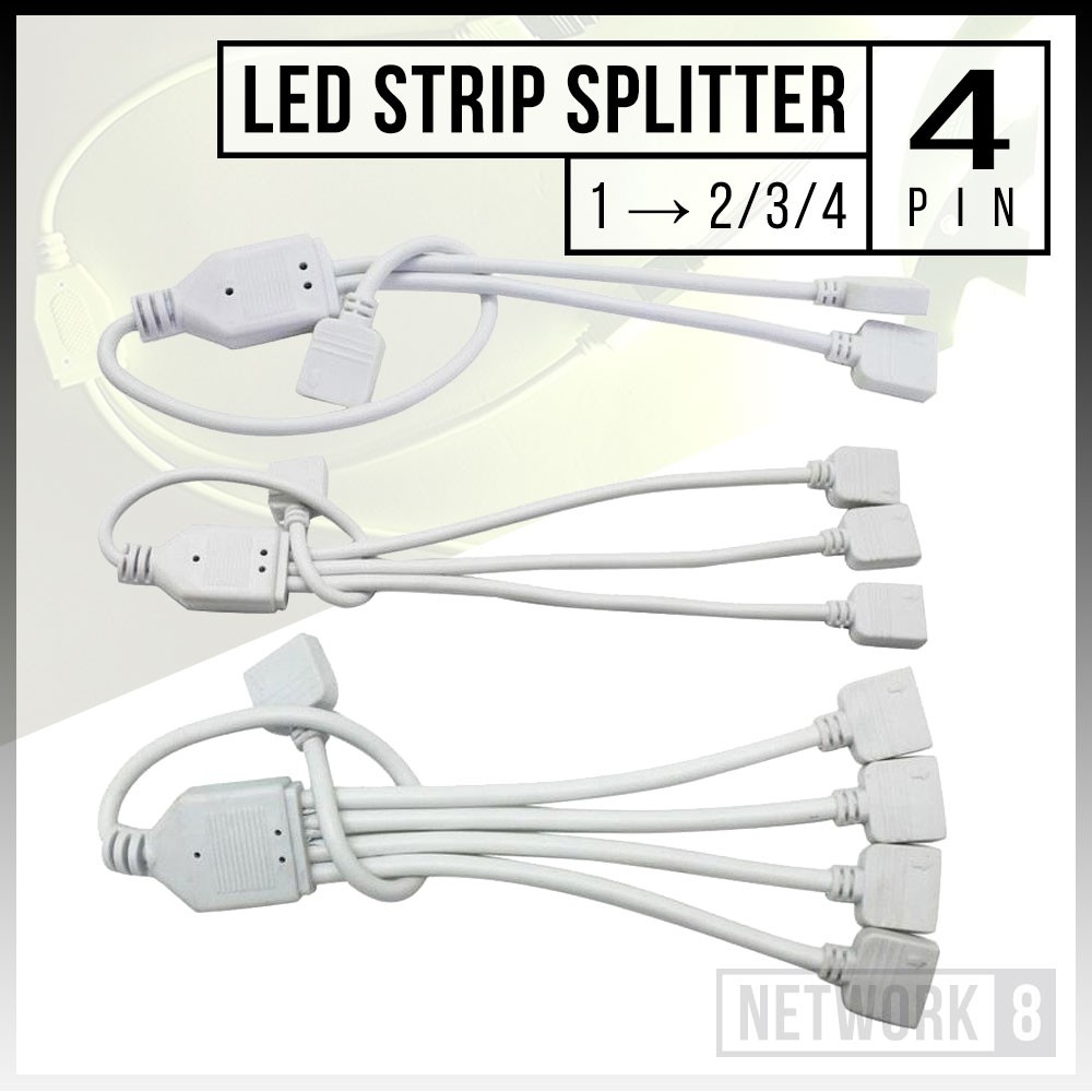 Jual KABEL KONEKTOR CABANG PEMISAH LAMPU LED STRIP RGB 4 PIN 1-TO-2-3-4 ...